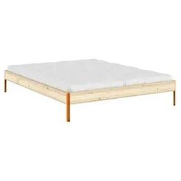 Bettgestell KARUP DESIGN "CORE BED Bodenbett, Holzrahmen, Futonbett, Jugendbett, Holzbett", raw, solar orange, B:166cm H:34cm L:206cm, Betten, Bettgestell, Massivholzbett mit Lattenrost, Kiefer massiv, Doppelbett ohne Kopfteil