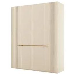 Kleiderschrank Musterring "Isabelle", beige (champagner, dekor), B:197,3cm H:216cm T:58cm, Hartfaserplatte, Holzwerkstoff, Schr&auml;nke, Kleiderschrank, Lamellen in Korpusfarbe, Griffe in schwarz, versch. Gr&ouml;&szlig;en und Farben