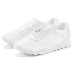 Sneaker Lascana "Freizeitschuh, Schn&uuml;rschuh", Damen, Gr. 42, wei&szlig;, Obermaterial: 80% Textilmaterial, 20% Lederimitat. Decksohle: 100% Textilmaterial. Futter: 100% Textilmaterial. Laufsohle: 100% Synthetik, leicht transparent, unifarben, Basic, Schuhe Sneaker, mit modischer Spitze VEGAN