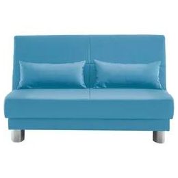 Schlafsofa Home Affaire "Gina", blau (hellblau), B:120cm H:86cm T:195cm, 100% PU, Sofas, Schlafsofa, mit einem Handgriff vom Sofa zum Bett