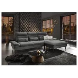 Ecksofa Hukla "HU-HP22156 L-Form", schwarz (cyber anthrazit), B:309cm H:103cm T:193cm, 100% recyceltes Polyester, Sofas, Ecksofa, inkl. Kopfpolsterverstellung, optional mit Sitztiefenverstellung