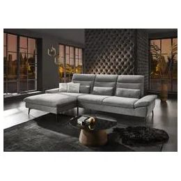 Ecksofa Hukla "HU-HP22156 L-Form", grau (cyber grau), B:309cm H:103cm T:193cm, 100% recyceltes Polyester, Sofas, Ecksofa, inkl. Kopfpolsterverstellung, optional mit Sitztiefenverstellung