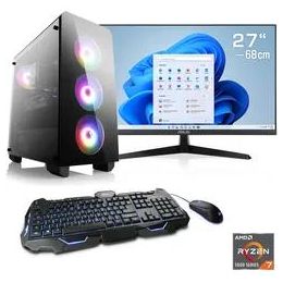 CSL Gaming-PC-Komplettsystem "Theseus V24666", Energieeffizienz: D (A-G), schwarz, Microsoft Windows 11 Home (64 Bit), 16 GB RAM 500 GB SSD, Computer_Komplettsysteme