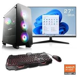 CSL Gaming-PC-Komplettsystem "Theseus V24654", Energieeffizienz: D (A-G), schwarz, Microsoft Windows 11 Home (64 Bit), 16 GB RAM 500 GB SSD, Computer_Komplettsysteme
