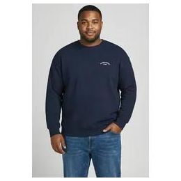 Jack & Jones PlusSize Sweatshirt "JJCOLLEGE LOGO SWEAT CREW PLS", Herren, Gr. 5XL, navy blazer, Sweatware, Obermaterial: 80% Baumwolle, 20% Polyester, JACK & JONES PLUSSIZE, unifarben, relaxed fit normal, Rundhals, Rippb&uuml;ndchen, Sweatshirts Sweatshirt