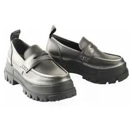 Stiefel Buffalo "Buffalo Aspha Loafer Vntg Vegan Nappa", Damen, Gr. 39, pewter, schwarz, Leder, unifarben, Schuhe Stiefel
