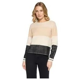 Strickpullover Betty Barclay "Damen mit Rippenstruktur", Damen, Gr. 46, patch schwarz, beige, Strick, Obermaterial: 50% Viskose, 27% Polyamid, 23% Polyester, gerade normal, Rundhals, Pullover Strickpullover