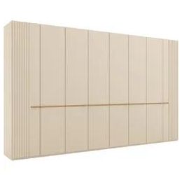 Kleiderschrank Musterring "Isabelle", beige (champagner, dekor), Schr&auml;nke, Champagner-Dekor, B/H/T: 393,1cm x 236cm x 58cm, T&uuml;ren: 8 Stk. Lamellen im Korpus-Farbton, Hartfaserplatte, Holzwerkstoff, Kleiderschrank, Lamellen in Korpusfarbe, Griffe in silber, versch. Gr&ouml;&szlig;en und Farben, B:393,1cm H:236cm T:58cm