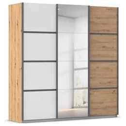 Kleiderschrank Rauch "Schwebet&uuml;renschrank OTTO ́s Choice Garderobe Schrank TOP ANGEBOT Avola", beige (eiche artisan, alpinwei&szlig;, leisten graumetallic), B:203cm H:229cm T:62cm, Holzwerkstoff, Schr&auml;nke, Kleiderschrank, mit eleganten Zierleisten in Chrom, Schwarz oder Wei&szlig; MADE IN GERMANY