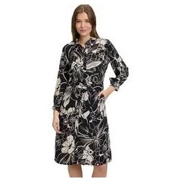 Hemdblusenkleid Betty Barclay "Damen mit Bindeg&uuml;rtel", Damen, Gr. 42, Normalgr&ouml;&szlig;en, schwarz (schwarz, beige), Obermaterial: 100% Viskose, ausgestellt kurz, Kleider, Form