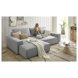 Ecksofa Home Affaire "NEU: SHERWOOD XXL 284, Big-Sofa L-Form, tiefe Sitzfl&auml;che 95 cm, Cord", silber (silbergrau), B:284cm H:90cm T:195cm, 100% Polyester, Sofas, Ecksofa, Recamiere rechts/links, als Schlafsofa stellbar, Cord u. Leinenoptik, Topseller