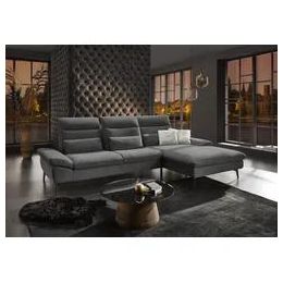 Ecksofa Hukla "HU-HP22156 L-Form", schwarz (cyber anthrazit), B:309cm H:103cm T:193cm, 100% recyceltes Polyester, Sofas, Ecksofa, inkl. Kopfpolsterverstellung, optional mit Sitztiefenverstellung