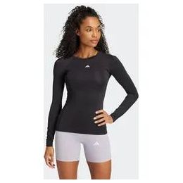 Funktionsshirt Adidas PERFORMANCE "TECHFIT TRAINING LONGSLEEVE", Damen, Gr. L, schwarz, Obermaterial: 83% Polyester, 17% Elasthan, Rundhals, Shirts Funktionsshirt