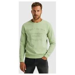 PME-Legend Sweatshirt PME LEGEND "Crewneck gd terry", Herren, Gr. L, gr&uuml;n (quiet gr&uuml;n), Sweatware, Obermaterial: 100% Baumwolle, unifarben, regular fit taillenbedeckt, Rundhals, Rippb&uuml;ndchen, Sweatshirts Sweatshirt, mit Schriftzug
