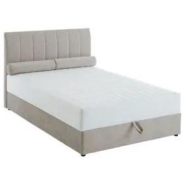 Boxbett "ALISIA", beige (creme), L:211cm, 100% PES, ATLANTIC HOME COLLECTION, Komplettbetten, mit Taschenfederkern, Bettkasten und Kissenrolle im Originalbezug