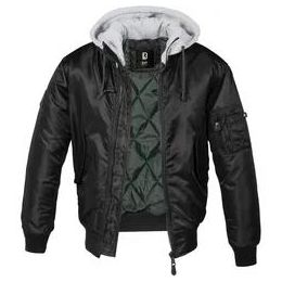Anorak BRANDIT "Brandit Herren Hooded MA1 Bomber Jacket", Herren, Gr. 4XL, schwarz, grau, 100% Polyester, unifarben, normal, ohne Ausschnitt, Jacken