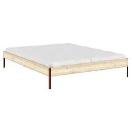 Bettgestell KARUP DESIGN "CORE BED Bodenbett, Holzrahmen, Futonbett, Jugendbett, Holzbett", raw, terra rot, B:166cm H:34cm L:206cm, Betten, Bettgestell, Massivholzbett mit Lattenrost, Kiefer massiv, Doppelbett ohne Kopfteil