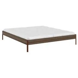 Bettgestell KARUP DESIGN "CORE BED Bodenbett, Holzrahmen, Futonbett, Jugendbett, Holzbett", carob braun, terra rot, B:186cm H:34cm L:206cm, Betten, Bettgestell, Massivholzbett mit Lattenrost, Kiefer massiv, Doppelbett ohne Kopfteil