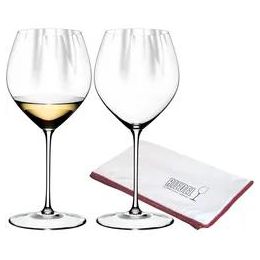 Wei&szlig;weinglas "Chardonnay Gl&auml;ser inklusive Poliertuch Performance 727 ml 2er Set transparent", bunt (transparent), Glas, RIEDEL THE WINE GLASS COMPANY, Trinkgef&auml;&szlig;e, Wei&szlig;weinglas
