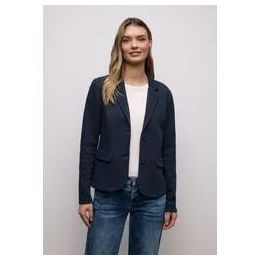 Kurzblazer Street One, Damen, Gr. 46, shadowed navy, Web, 73% Baumwolle, 24% Polyester, 3% Elasthan, Strukturmuster, regular fit normal, V-Ausschnitt, normaler Saum, Blazer Kurzblazer