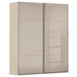 Schwebet&uuml;renschrank Rauch "Kleiderschrank Schrank Garderobe Schlafzimmerschrank SCALE-FYRA", beige (fango, glas fango, griffleisten chrom), B:181cm H:223cm T:67cm, Holzwerkstoff, Schr&auml;nke, Schwebet&uuml;renschrank, edle viergeteilte T&uuml;ren mit Glas-Front viele Farben MADE IN GERMANY