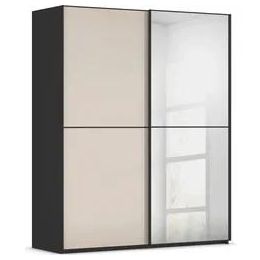 Schwebet&uuml;renschrank Rauch "Kleiderschrank Schrank Garderobe Schlafzimmerschrank SCALE-DUO", beige (schwarz, glas champagner, griffleisten schwarz), B:181cm H:223cm T:68cm, Holzwerkstoff, Schr&auml;nke, Schwebet&uuml;renschrank, edle zweigeteilte T&uuml;ren Spiegel/Glas-Mix 3 Zierleisten MADE IN GERMANY