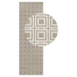 Designteppich ELLE DECORATION "Howlite", beige (creme), B:80cm H:9mm L:240cm, Polypropylen, Teppiche, Wohnzimmer, Schlafzimmer, L&auml;ufer, Hoch-Tief Effekt, Flur, Glanz