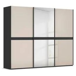 Schwebet&uuml;renschrank Rauch "Kleiderschrank Schrank Garderobe Schlafzimmerschrank SCALE-LINE", beige (schwarz, glas champagner), B:271cm H:223cm T:68cm, Holzwerkstoff, Schr&auml;nke, Schwebet&uuml;renschrank, edle Optik mit Bauchbinde mit Glas/Spiegel-Front MADE IN GERMANY