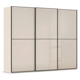 Schwebet&uuml;renschrank Rauch "Kleiderschrank Schrank Garderobe Schlafzimmerschrank SCALE-DUO", beige (champagner, glas champagner, griffleisten schwarz), B:271cm H:223cm T:68cm, Holzwerkstoff, Schr&auml;nke, Schwebet&uuml;renschrank, edle zweigeteilte T&uuml;ren Glas-Front mit 3 Zierleisten MADE IN GERMANY