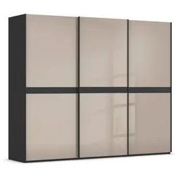 Schwebet&uuml;renschrank Rauch "Kleiderschrank Schrank Garderobe Schlafzimmerschrank SCALE-LINE", beige (schwarz, glas fango), B:271cm H:223cm T:68cm, Holzwerkstoff, Schr&auml;nke, Schwebet&uuml;renschrank, edle Optik mit Bauchbinde in Korpusfarbe mit Glasfront MADE IN GERMANY