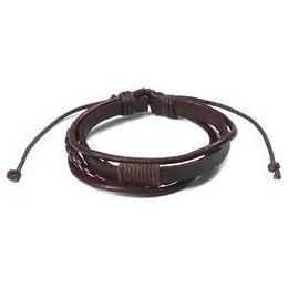 Lederarmband Firetti "l&auml;ssiger Stil, mehrreihig in teilweise geflochtenem Design", braun (dunkelbraun), Armb&auml;nder, Herren, 24cm, Leder, Lederarmband