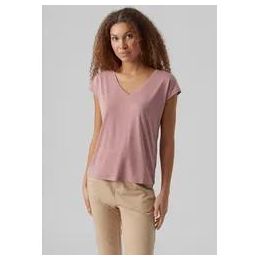 V&eacute;ro Moda V-Shirt VERO MODA "VMFILLI SS V-NECK TEE GA NOOS", Damen, Gr. XS, rosa (nostalgia rose), Jersey, Obermaterial: 70% Modal (TENCELTM), 30% Polyester, unifarben, relaxed fit normal, V-Ausschnitt, Shirts, Materialmix, relaxed fit