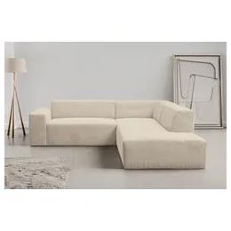 Ecksofa WERK2 "Zeus-M, B/T: 251/262 cm, tolles Sofa mit sch&ouml;nen Details, L-Form", beige (natur), B:251cm H:70cm T:262cm, 90% Polyester, 10% Nylon, Sofas, Ecksofa, Curvy Trend Garnitur, urbane Optik, komfortable Wellenunterfederung