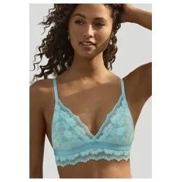 Bralette-BH Lascana, Damen, Gr. 34, N-Gr, blau (t&uuml;rkis), Spitze, Obermaterial: 86% Polyamid, 10% Elasthan, 4% Polyester, BHs, ohne B&uuml;gel aus elastischer Jacquardspitze, sexy Dessous