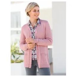 Strickjacke Casual Looks, Damen, Gr. 44, rosa (rosenholz, ecru, meliert), 55% Baumwolle, 45% Viskose, gemustert, Strickjacken Strickjacke