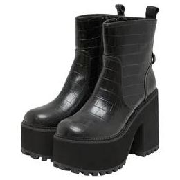 Stiefel Buffalo "Buffalo KILLAH ZIP BOOT MID - VEGAN NAPPA", Damen, Gr. 40, schwarz croco, Polyurethan, unifarben, Schuhe Stiefel