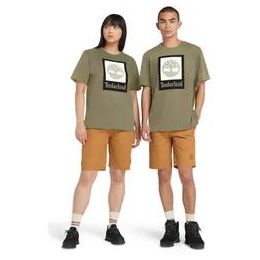 T-Shirt Timberland "STACK LOGO Colored Short Sleeve Tee", Herren, Gr. M, leaf gr&uuml;n, Jersey, Obermaterial: 100% Baumwolle, Rundhals, Shirts T-Shirt, UNISEX
