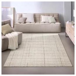 Teppich Wecon Home "Milly", greige, B:140cm H:11mm L:200cm, Lyocell, Teppiche, Teppich, Kurzflorteppich, handgewebt, Naturfaser, Linienmuster, Wohnzimmer