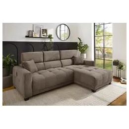 Jockenh&ouml;fer Ecksofa JOCKENH&Ouml;FER GRUPPE "Cremona, L-Form, B: 263cm, 30 cm elektrischer Sitztiefenverstellung", taupe 426, 18, B:263cm T:115cm, Korpus: 100% Polyester;Kissen: 100% Polyester, Sofas, Ecksofa, 140kg Belastbarkeit je Sitz, verstellbaren Kopfst&uuml;tzen & USB-Ladeports