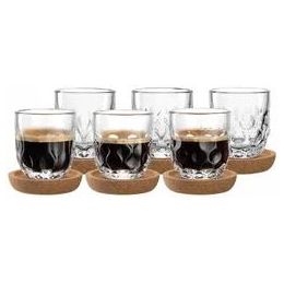 Espressoglas Leonardo "Espressogl&auml;ser mit Untersetzer Gocce 60 ml 6er Set transparent", bunt (transparent), 12 tlg., Glas, Trinkgef&auml;&szlig;e