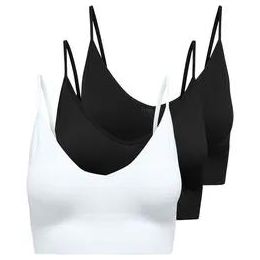 Bustier Only "ONLVICKY RIB S-L V-NECK 3-PACK TOP NOOS", Damen, Gr. L (XL), N-Gr, schwarz pack:schwarz, schwarz, hellwei&szlig;, Jersey, Obermaterial: 90% Polyamid, 10% Elasthan, unifarben, figurbetont, BHs Bustier, figurbetont, modisch, Materialmix, Jersey, Spaghettitr&auml;ger