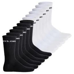 Jack & Jones Kurzsocken JACK & JONES "Socken JACLOGO 12 PACK 12er Pack", Herren, Gr. 40-46, schwarz (schwarz, wei&szlig;), Obermaterial: 72% Baumwolle CO. 26% Polyester PES. 2% Elasthan EL., Socken
