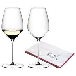 Wei&szlig;weinglas "Riesling Gl&auml;ser + Poliertuch Veloce 570 ml 2er Set transparent", bunt (transparent), Glas, Riedel THE WINE GLASS COMPANY, Trinkgef&auml;&szlig;e, Wei&szlig;weinglas