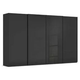 Schwebet&uuml;renschrank Rauch "Kleiderschrank Schrank Garderobe Schlafzimmerschrank SCALE-TRIO", schwarz (schwarz, glas schwarz, griffleisten schwarz), B:360cm H:223cm T:68cm, Holzwerkstoff, Schr&auml;nke, Schwebet&uuml;renschrank, edle dreigeteilte Front mit 2 Zierleisten Glasfront MADE IN GERMANY
