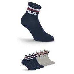 Kurzsocken Fila "UNISEX QUARTER PLAIN SOCKS", Herren, Gr. 39-42, blau (navy grau), Baumwollmischung, unifarben, normal, Socken, mit Logo-Schriftzug
