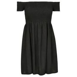 Shirtkleid Urban Classics "Urban Classics Damen Ladies Smoked Off Shoulder Dress", Damen, Gr. 4XL, US-Gr&ouml;&szlig;en, schwarz, 100% Viskose, unifarben, normal, Carmenausschnitt, Kleider Shirtkleid