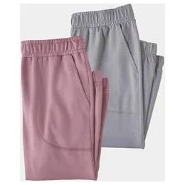 2-in-1-Hose GOLDNER "Freizeithosen im 2er-Pack", Damen, Gr. 54, N-Gr, rosa (altros&eacute;, grau), Obermaterial: 64% Viskose CV. 30% Polyester PES. 6% Elasthan EL., Hosen