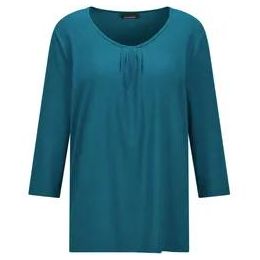 Kurzarmshirt GOLDNER "Viskose-Oberteil mit Halbarm", Damen, Gr. 44, gr&uuml;n (petrol), Obermaterial: 95% Viskose CV. 5% Elasthan EL., Modisch, Shirts, Falten