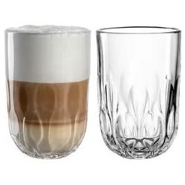 Latte-Macchiato-Glas Leonardo "Latte Macchiato Gl&auml;ser (3) Gocce 390 ml 2er Set transparent", bunt (transparent), 2 tlg., Glas, Trinkgef&auml;&szlig;e, Latte-Macchiato-Glas