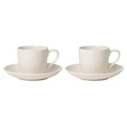 Villeroy & Boch Tasse VILLEROY & BOCH "Espressotassen mit Untertassen For Me 70 ml 2er Set wei&szlig;", wei&szlig;, 2 tlg., Porzellan, Trinkgef&auml;&szlig;e, Tasse